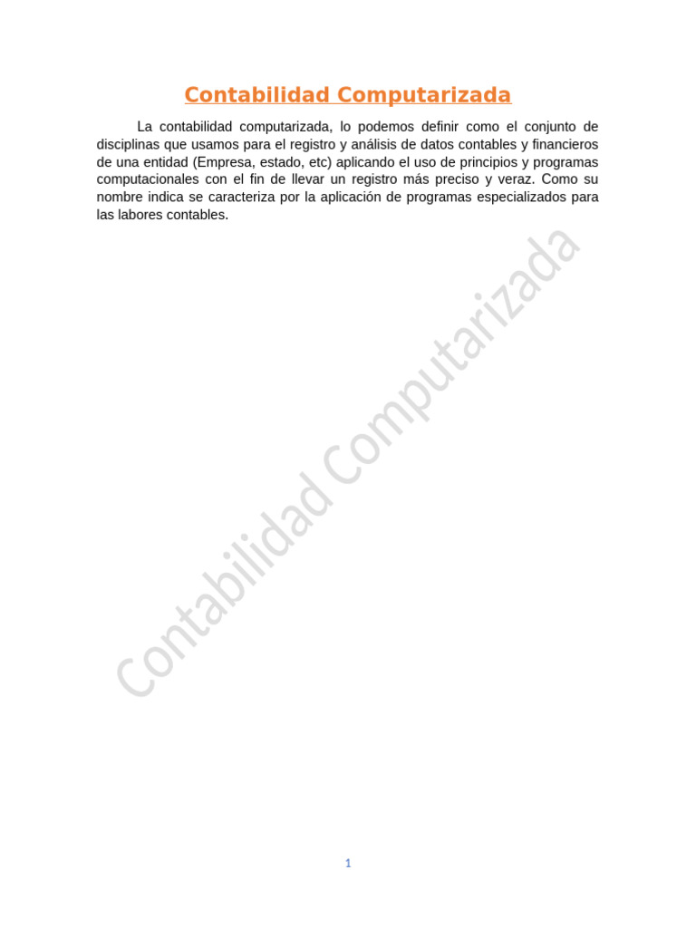 Contabilidad Computarizada: Definición y Uso | PDF