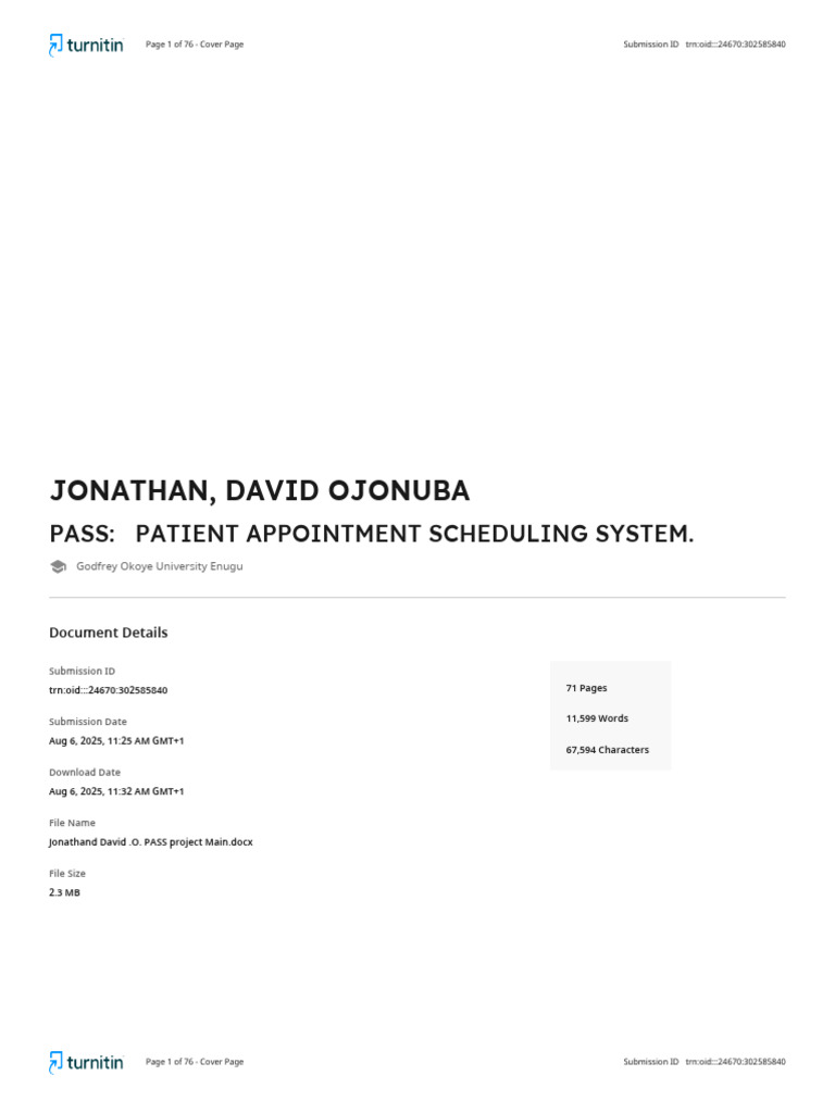 Pass - Patient Appointment Scheduling System. | PDF | Citation