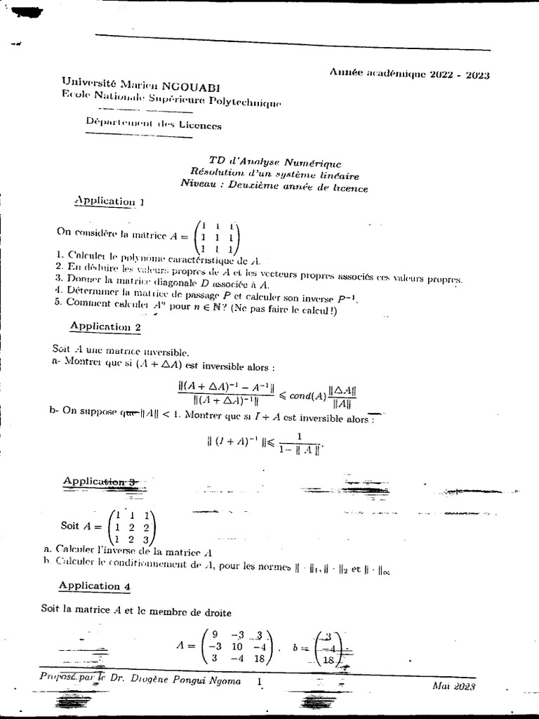Algèbre linéaire Td corrigé by rec | PDF