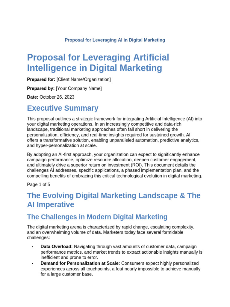 Ai Digital Marketing Proposal | PDF | Artificial Intelligence ...