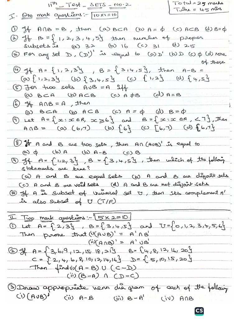 11th Test No.2 SETS-1 | PDF