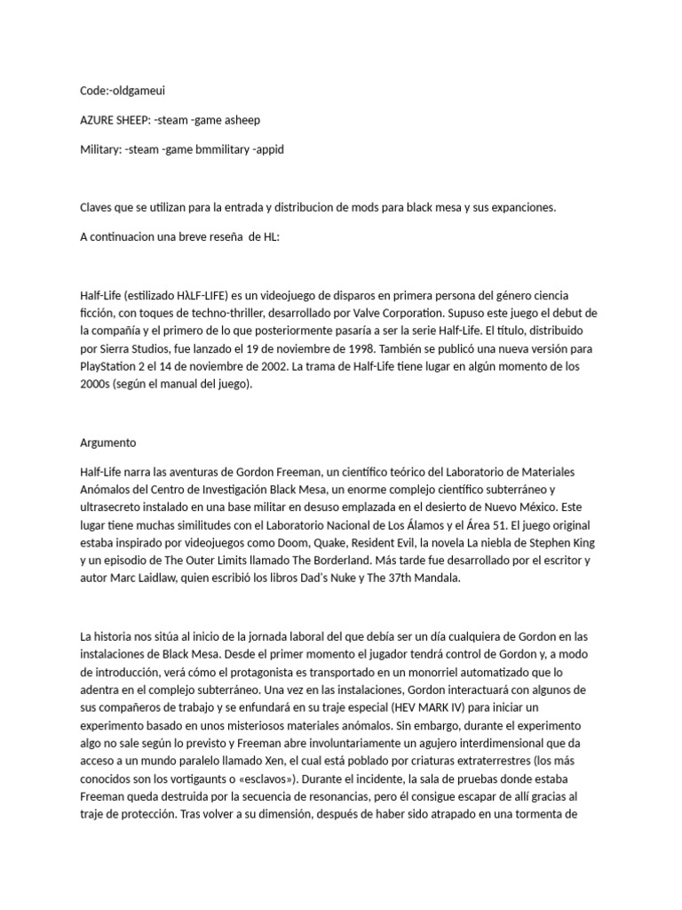 Black Mesa Codes | PDF