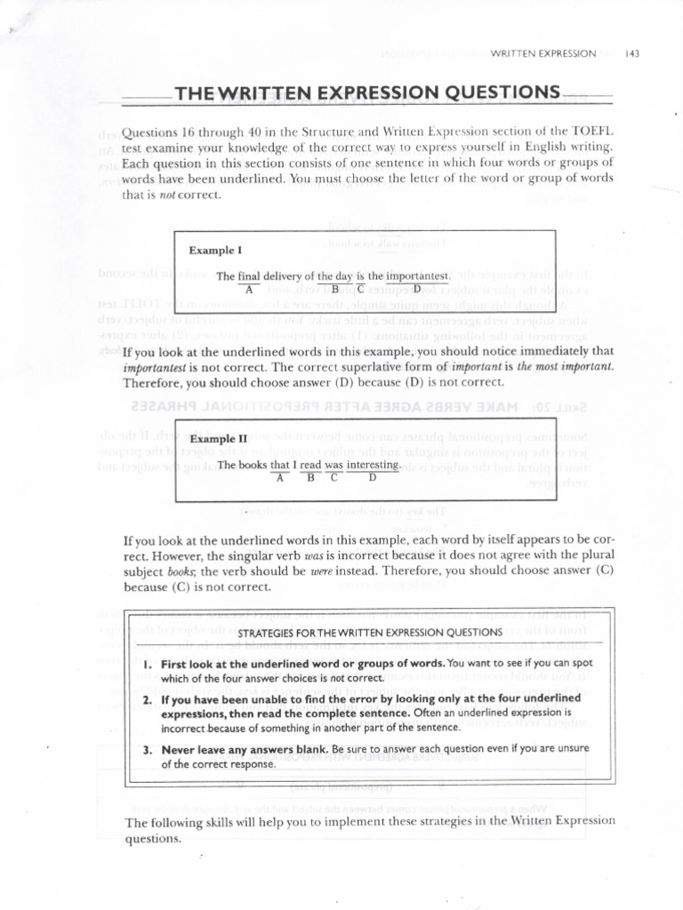 BOOKLET. The Written Expression Question | PDF