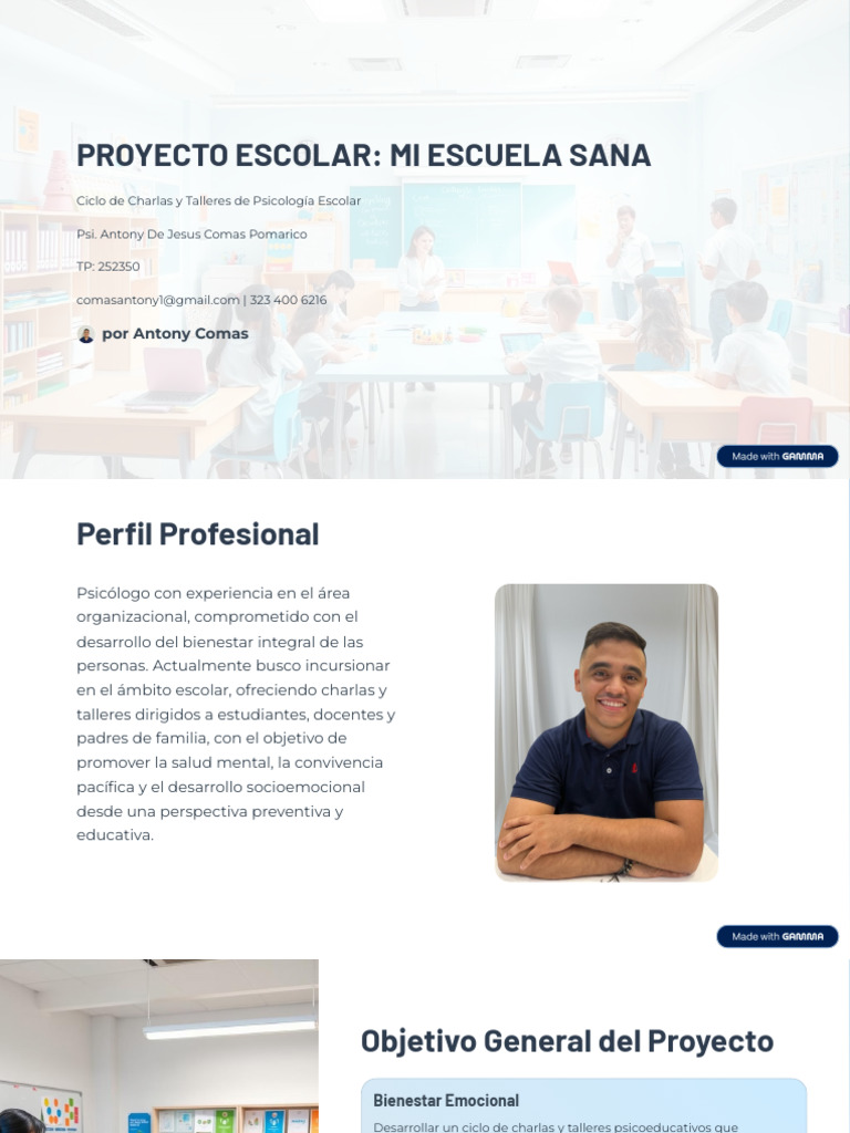 Proyecto Escolar Mi Escuela Sana | PDF | Salud mental | Enseñando