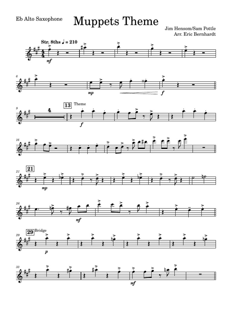 Muppets Theme - Alto Saxophone | PDF