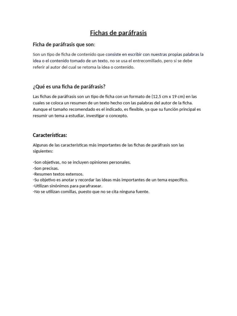 Fichas de Paráfrasis Elvis Morales | PDF