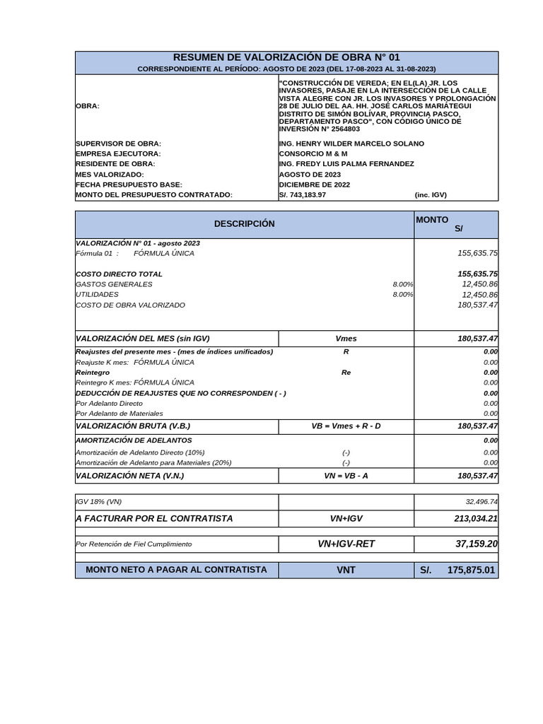 4.5 Resumen de Valorización | PDF