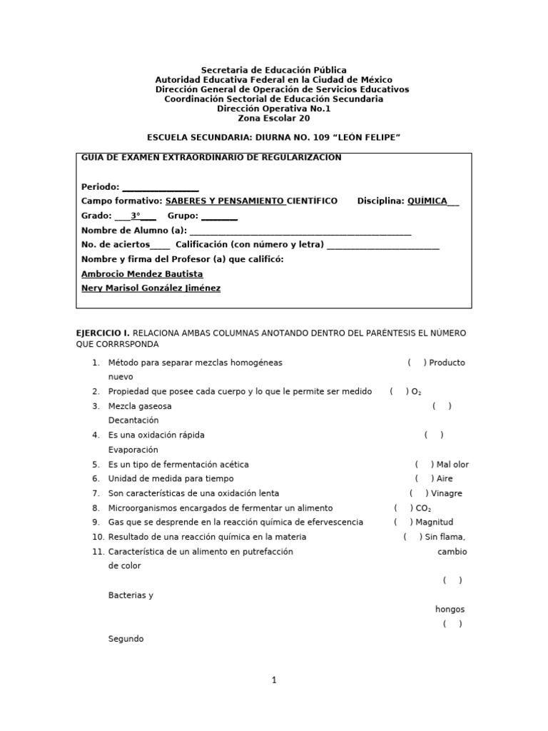 Guia Extra-Quimica-2024-2025 | PDF | Ácido | Redox