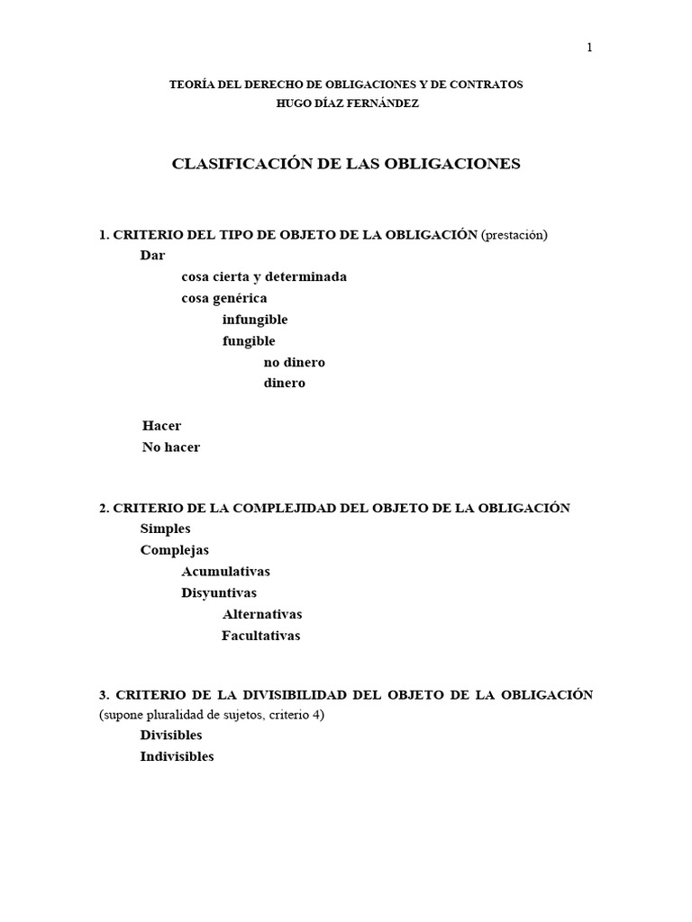 CLASIFIC. OBLIG., Esquema 1 | PDF