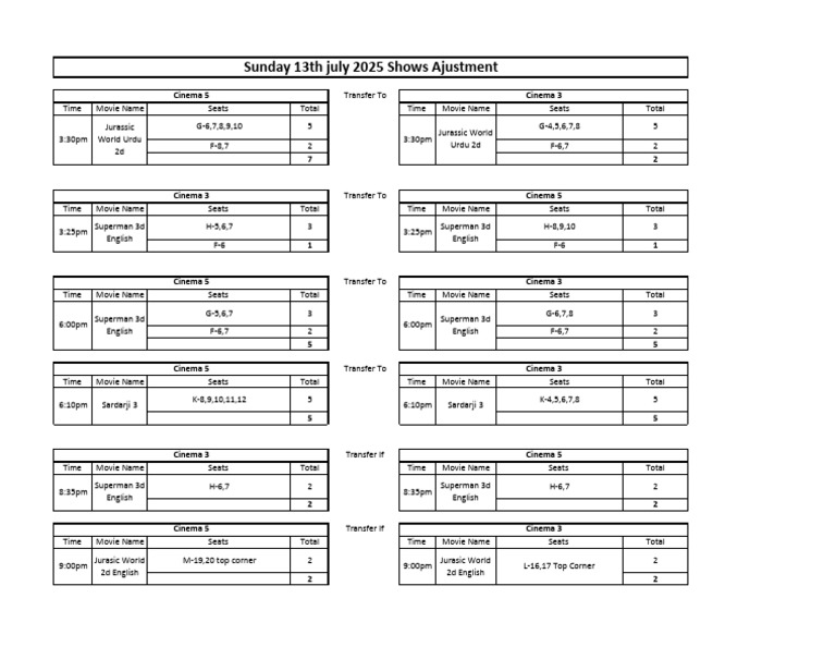 2025 Cinema Schedule Adjustments | PDF