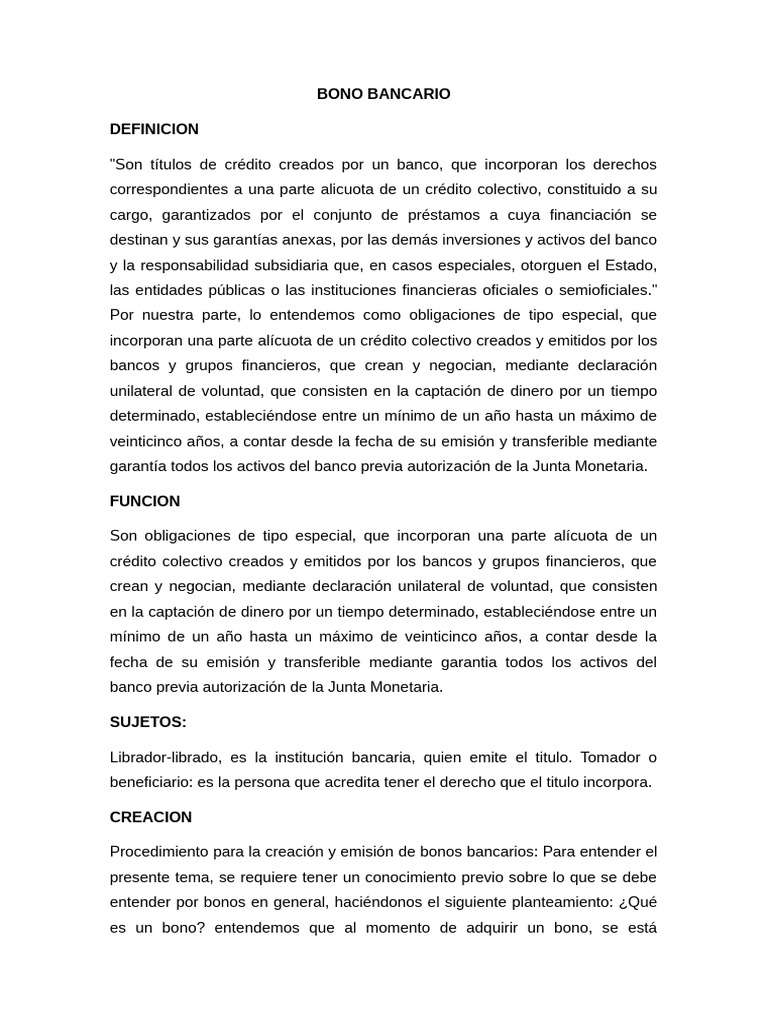 Bonos Bancarios: Definición y Modalidades | PDF | Bancos | Moneda