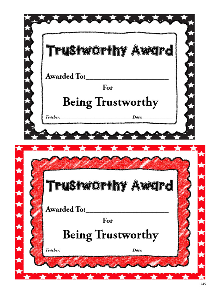 Trustworthy Student Award Template | PDF