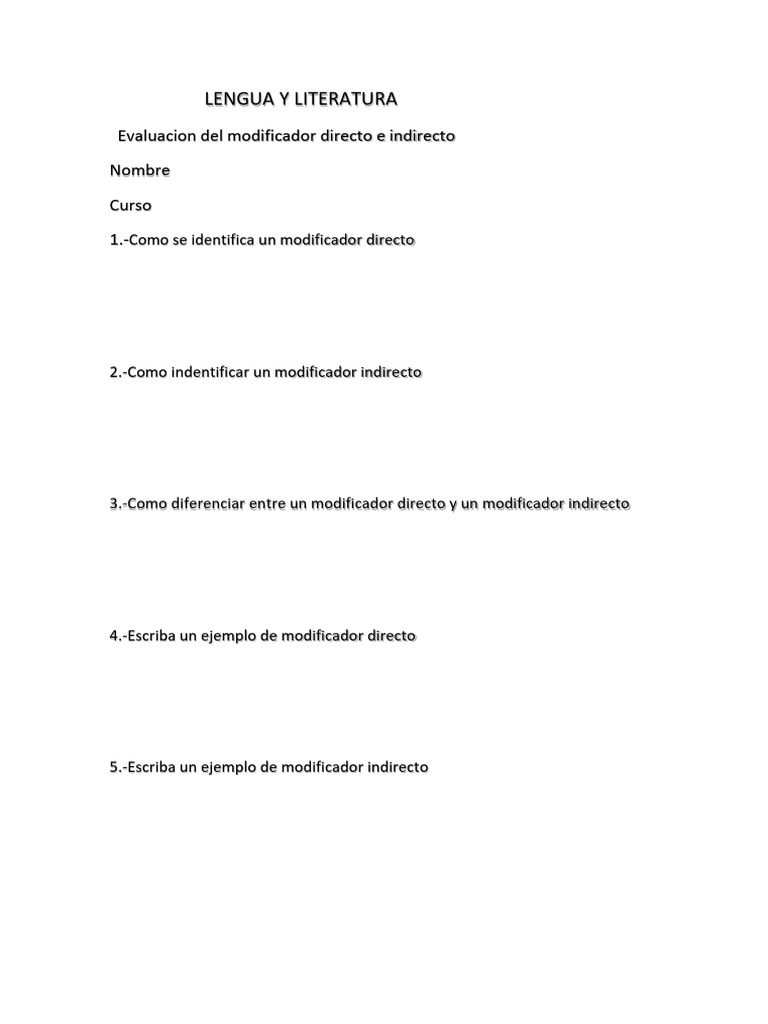 Evaluación de Modificadores Directos e Indirectos | PDF