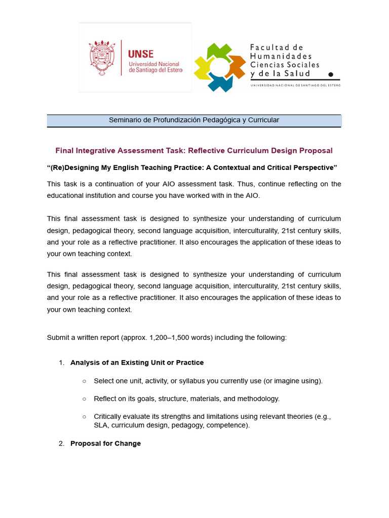 Reflective Curriculum Design Proposal | PDF | Second Language ...