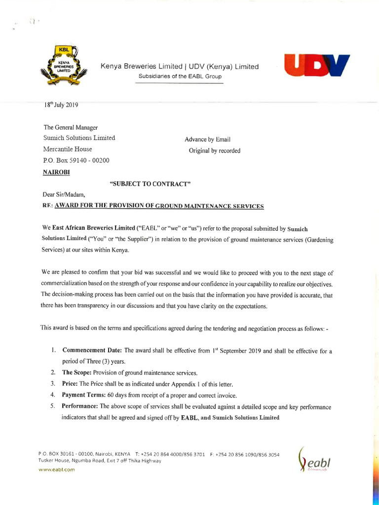 EABL Agreement | PDF
