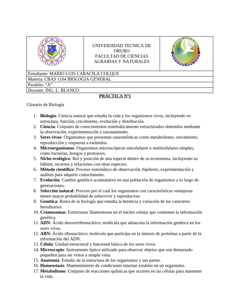 Prac Bio 1 | PDF | Organismos | Metabolismo