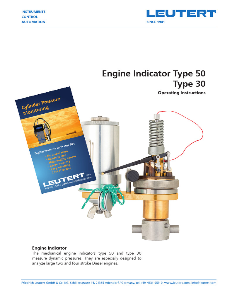Engine Indicators Type 50 & 30 Manual | PDF | Piston | Engines