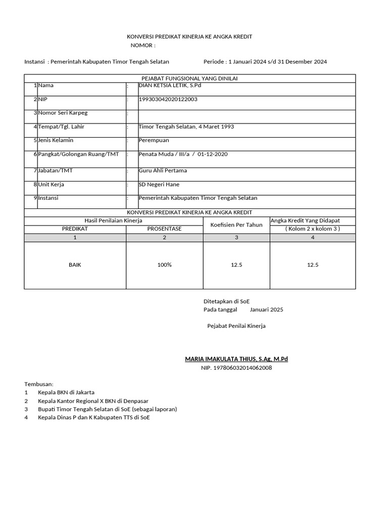 Mal PAK Konversi Final Dinas P Dan K Dian Letik 2024 | PDF