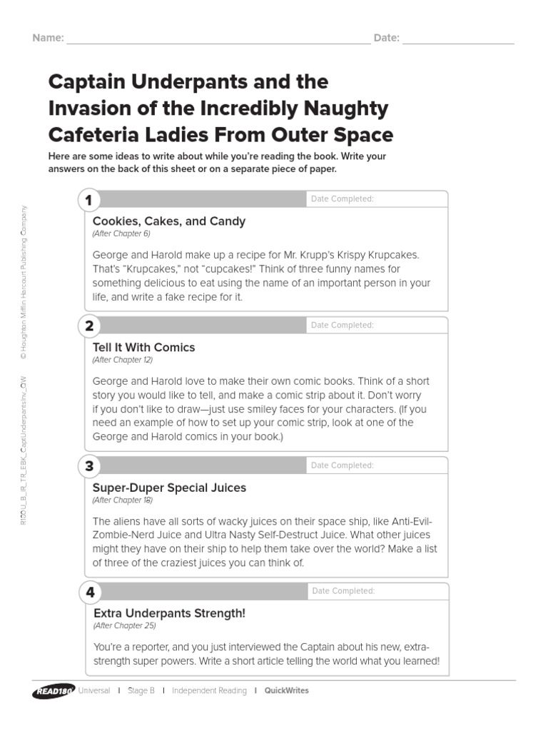 r180 StageB Ir CaptUnderpantsInv Quickwrite | PDF