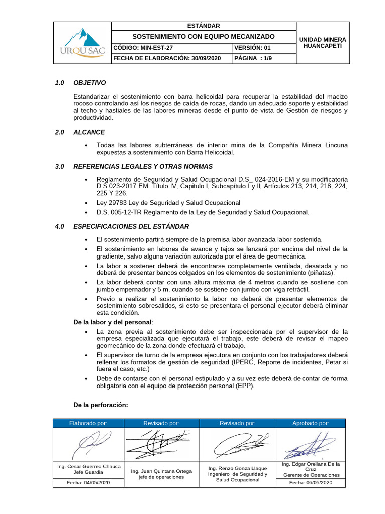 MIN-EST-16 Sostenimiento Con Perno Helicoidal Mecanizado | PDF ...