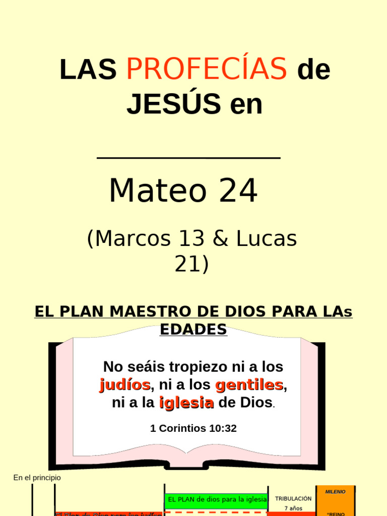 Las Profecias de Jesús en Mateo 24, Marcos 13 y Lucas 21 | PDF ...