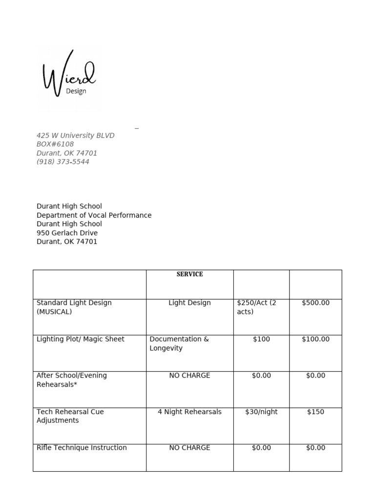Music Performance Invoice Template | PDF