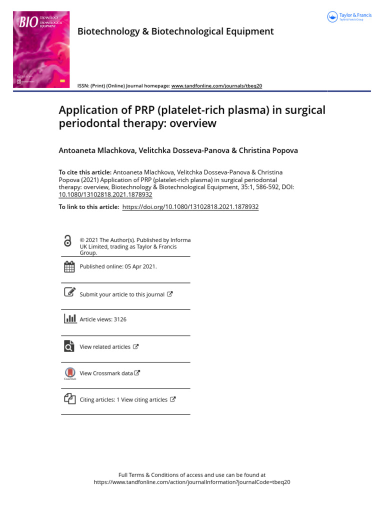 PRP in Surgical Periodontal Therapy Overview | PDF | Coagulation ...