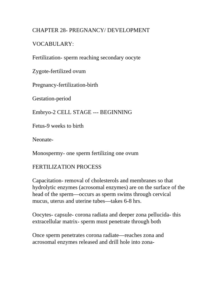 Pregnancy Development and Fertilization Process | PDF | Fertilisation ...