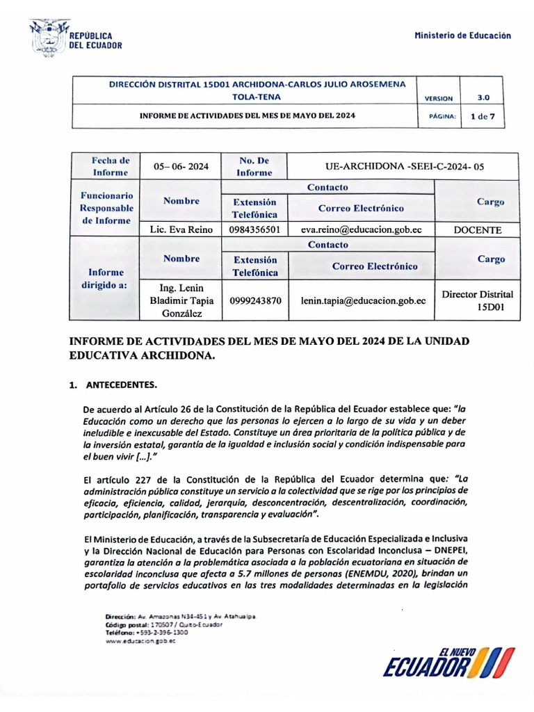 Eva Reino Informe Mayo - 2024 | PDF