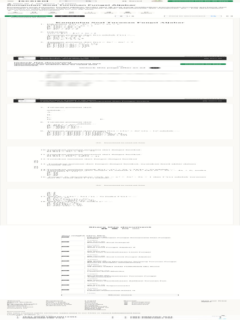 Kumpulan Soal Turunan Fungsi Aljabar PDF | PDF | Scribd | Internet