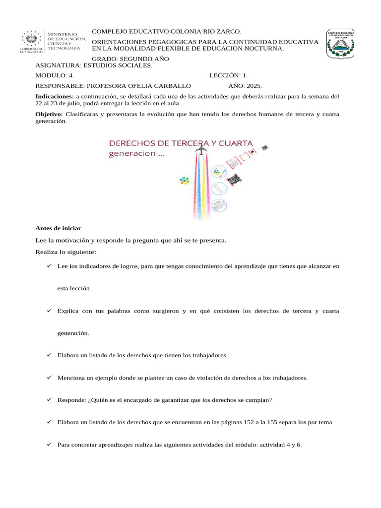 Leccion 1segundo Año | PDF