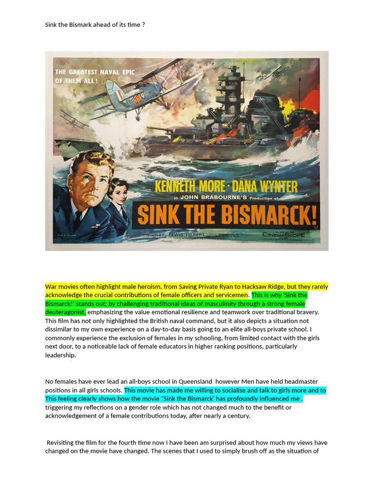 "Gender Roles in Sink the Bismarck" | PDF | Psychological Concepts ...
