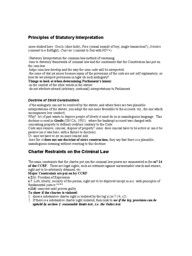 Principles of Statutory Interpretation: Doctrine of Strict Construction ...