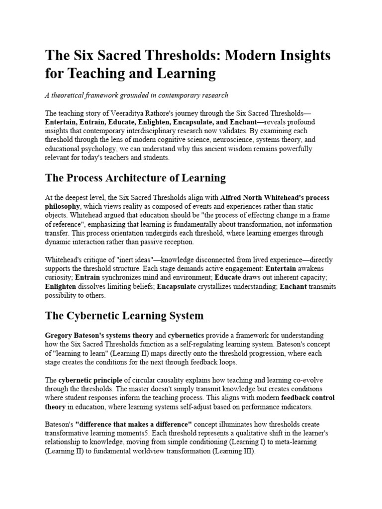 The Six Sacred Thresholds | PDF | Learning | Embodied Cognition