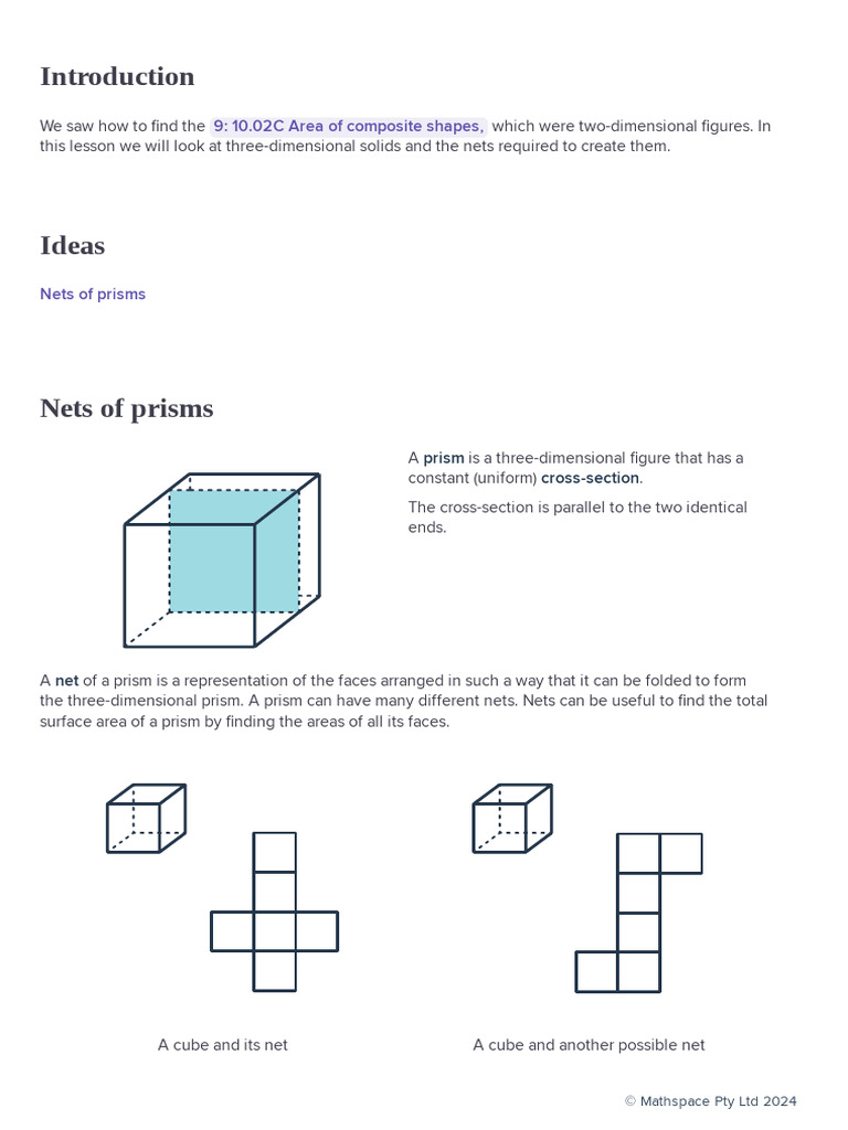 10.03C Nets of Prisms - Lesson | PDF | Rectangle | Area