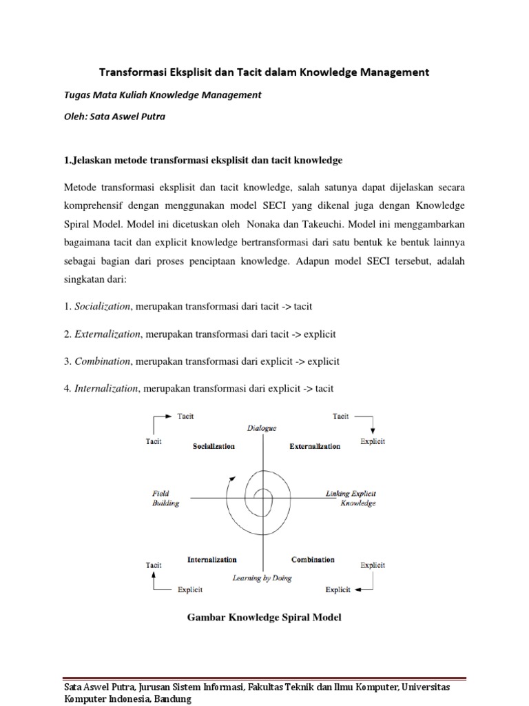 Transformasi Eksplisit Dan Tacit Dalam Knowledge Management | PDF