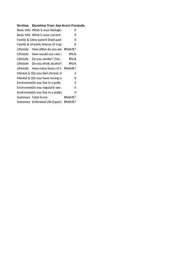 SF-36 Life Expectancy Assessment | PDF