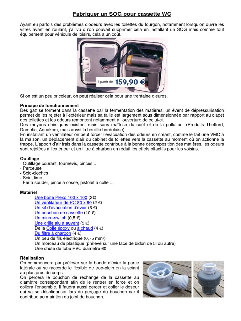 Fabriquer un SOG pour WC de camping-car | PDF