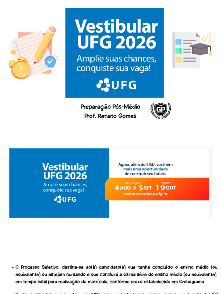 Processo Seletivo UFG 2026: Inscrição e Isenção | PDF | Engenharia ...