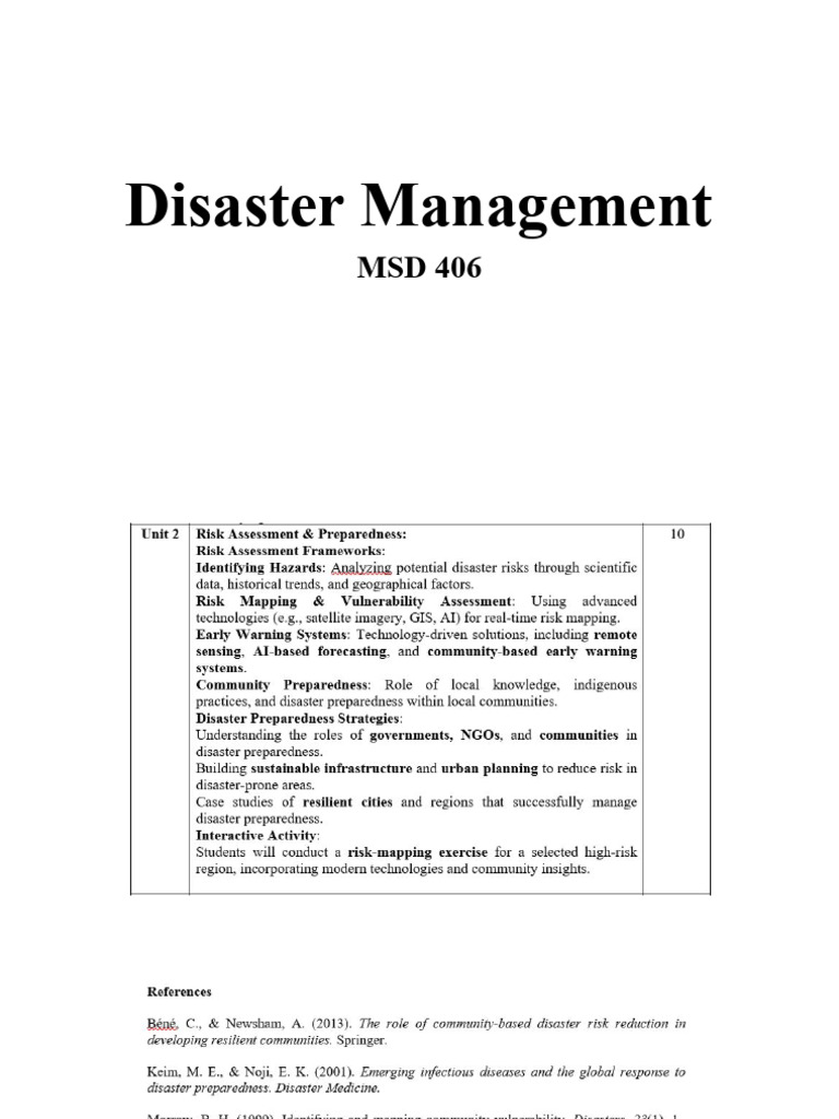 Unit 2 - Disaster Management MSD406 | PDF | Emergency Management ...