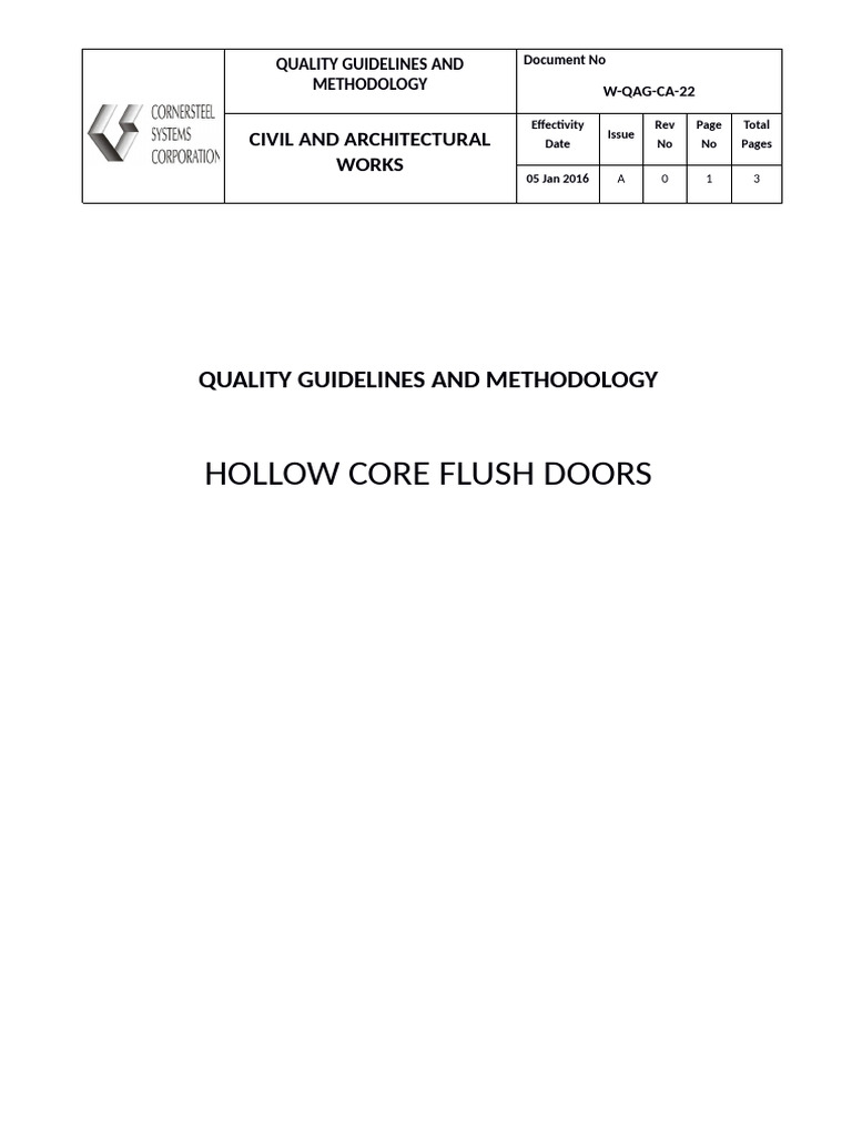 Hollow Core Flush Door Installation Guide | PDF | Door