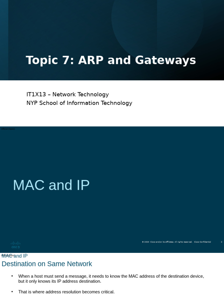 Topic 7 - ARP & Gateways | PDF | Computer Network | Router (Computing)