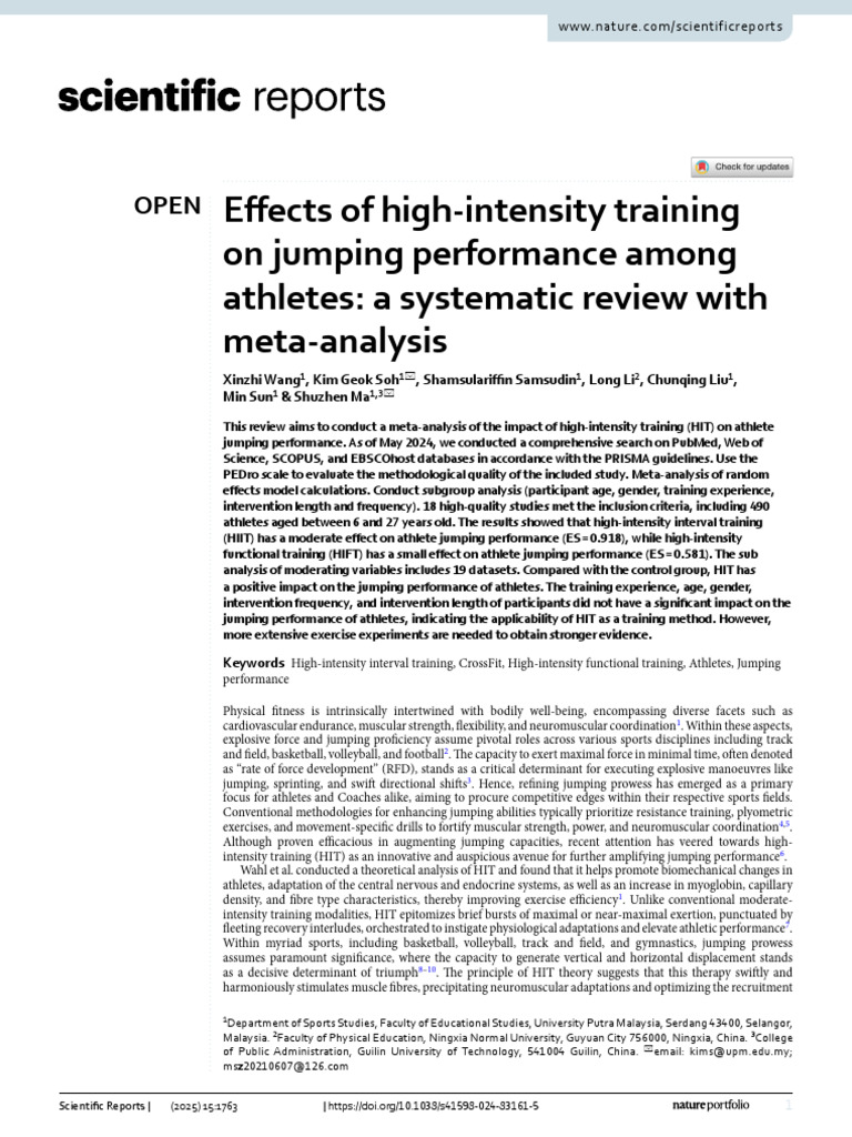High-Intensity Training and Jumping Performance | PDF | High Intensity ...