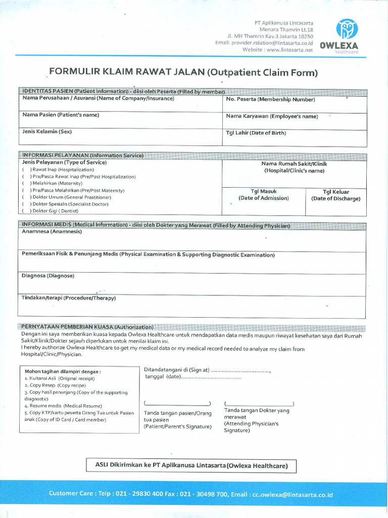 Formulir Rawat Jalan Owlexa | PDF