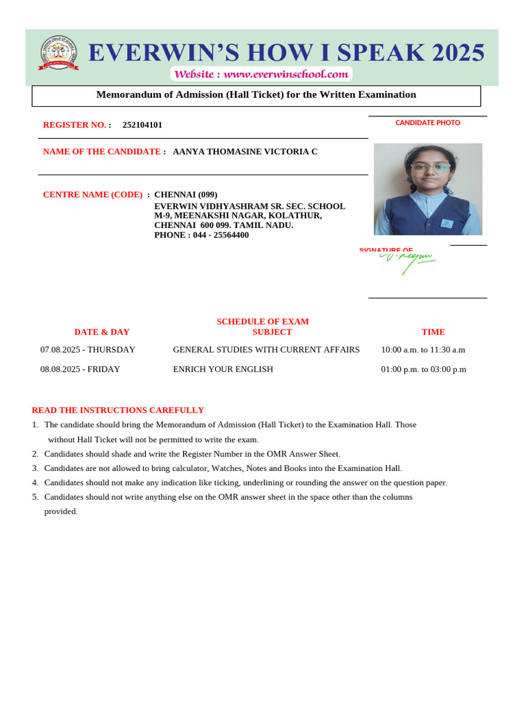 Share His - Eye Hall Ticket - X Et Evk | PDF | Educational Stages ...