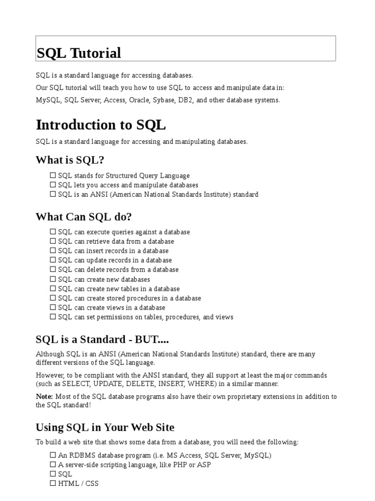SQL Material | PDF | Sql | Database Index