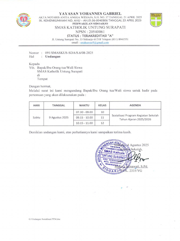 Undangan Ortu | PDF