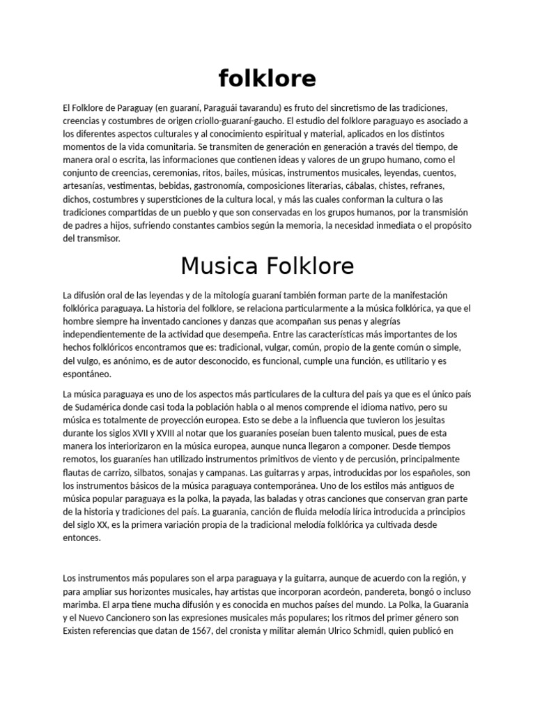 Folklore | PDF | Folklore | Paraguay