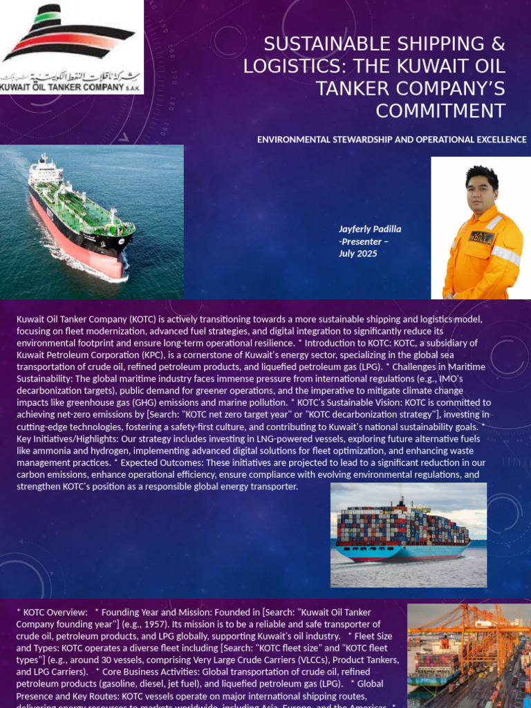 KOTC's Sustainable Shipping Initiatives | PDF | Climate Change ...