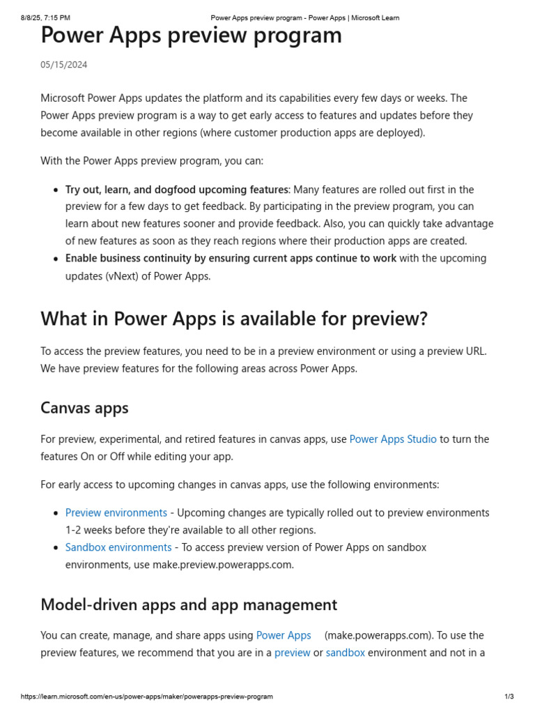 Power Apps Preview Program | PDF | Mobile App | Microsoft
